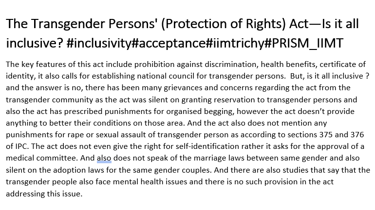 The Transgender Persons Act, Is It All Inclusive?? - InsideIIM