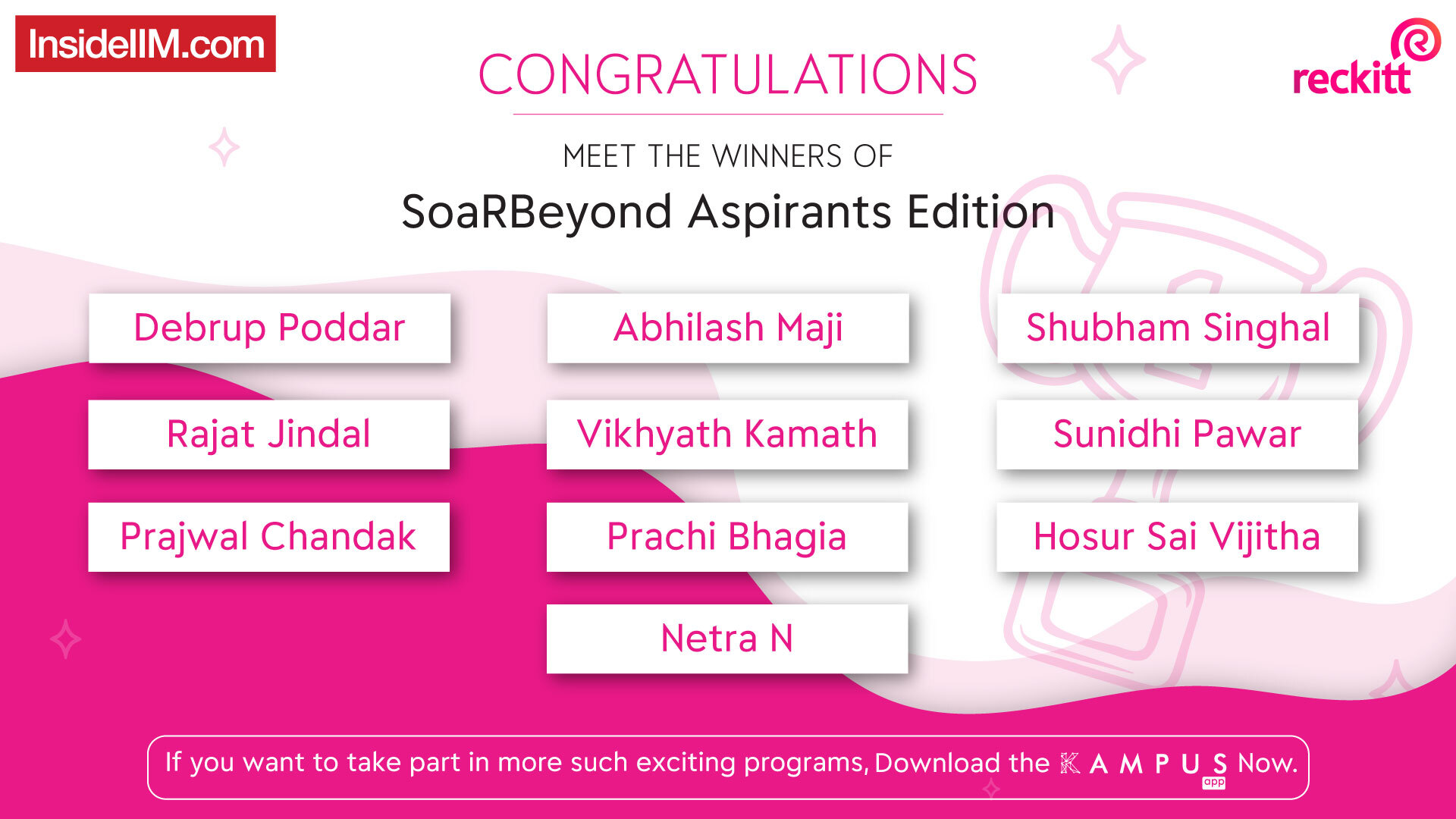 Meet The Winners Of Reckitt SoaRBeyond Aspirants Program - InsideIIM